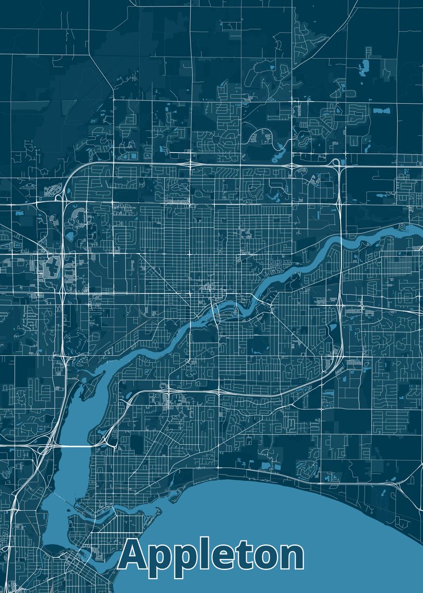 'Appleton City Map' Poster, picture, metal print, paint by Sam Kal ...