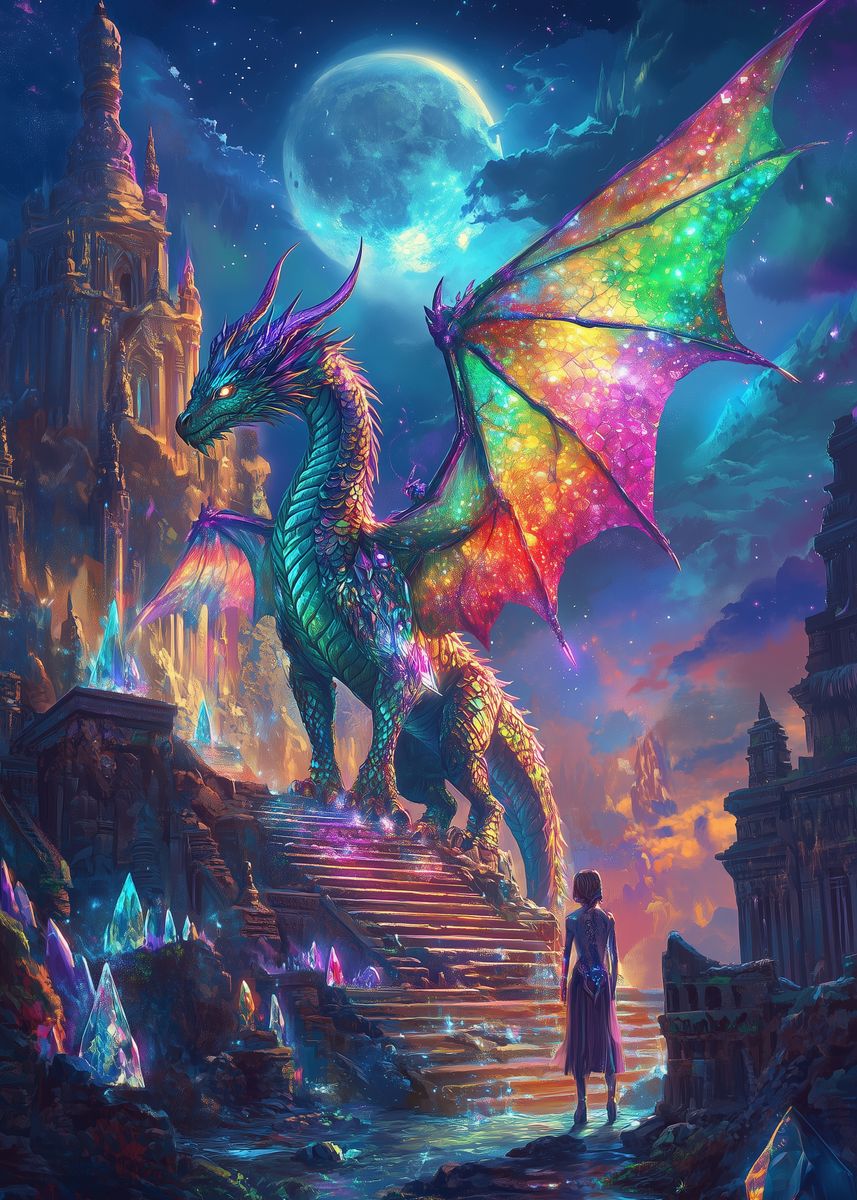 'Magical Rainbow Dragon ' Poster, picture, metal print, paint by ...