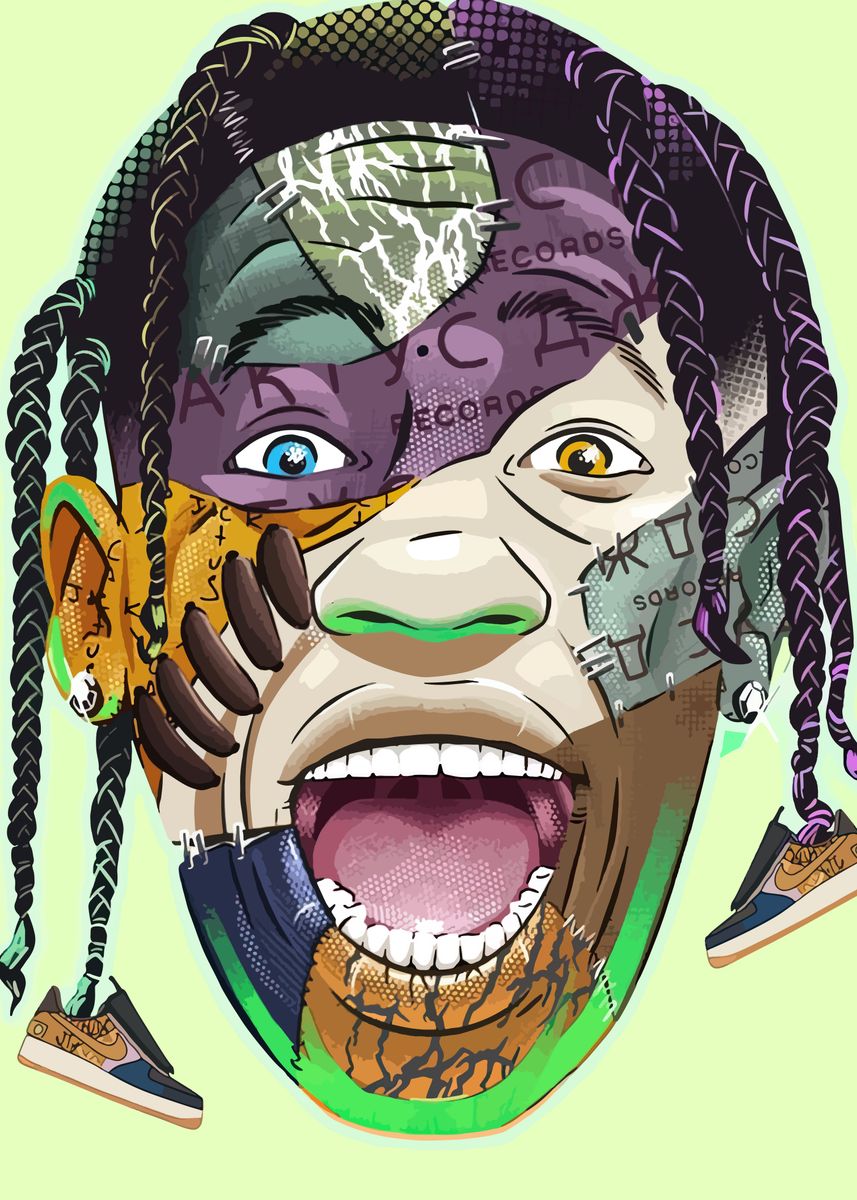 'Travis Scott Collage Portrait' Poster, picture, metal print, paint by ...