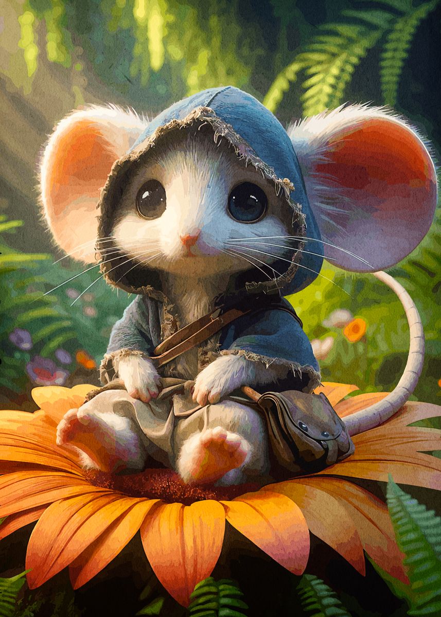 'Cute Mouse in a Hood' Poster, picture, metal print, paint by Leroy ...