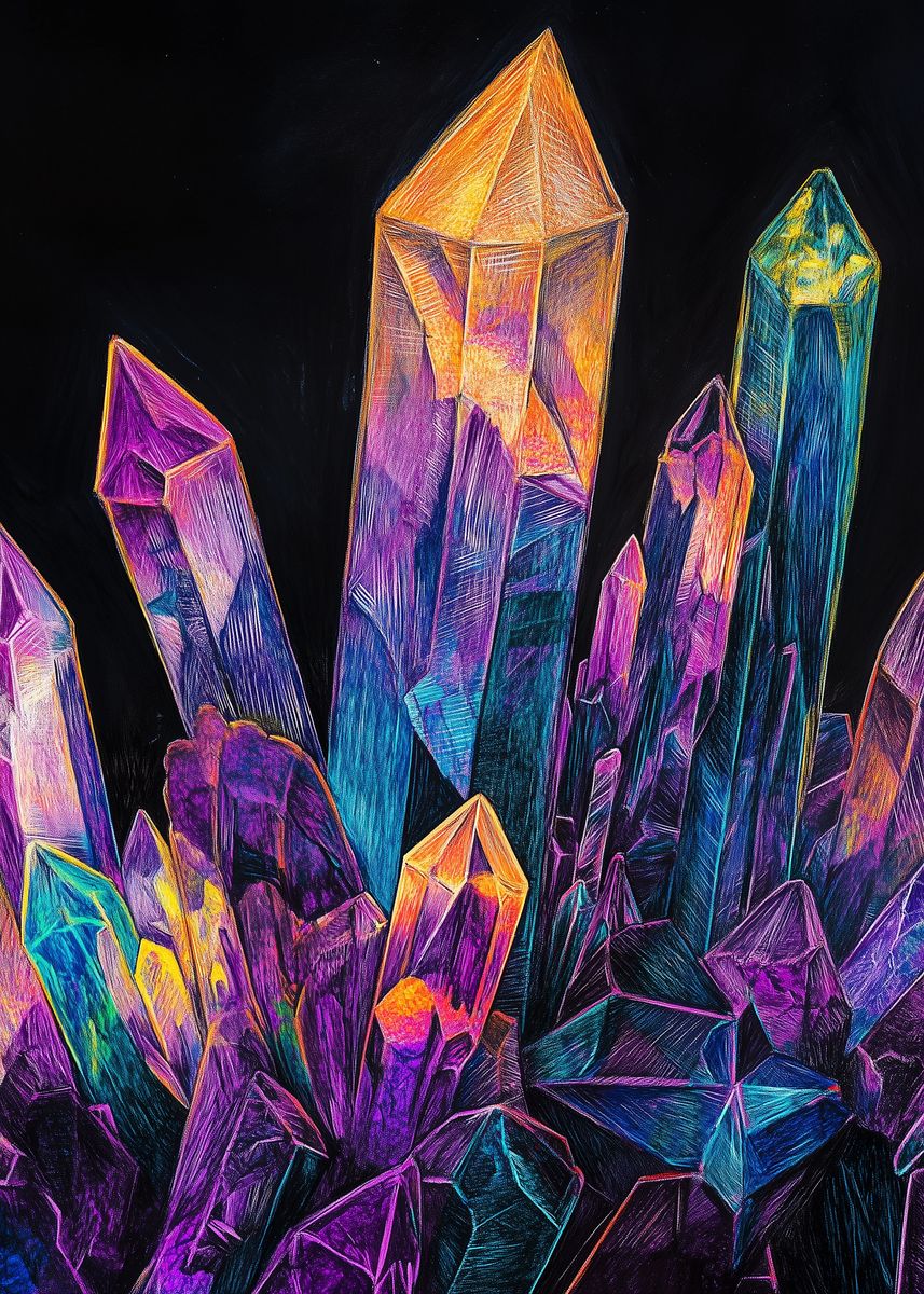 'Colorful Crystal Drawing Crayon Scratch Art' Poster, picture, metal ...