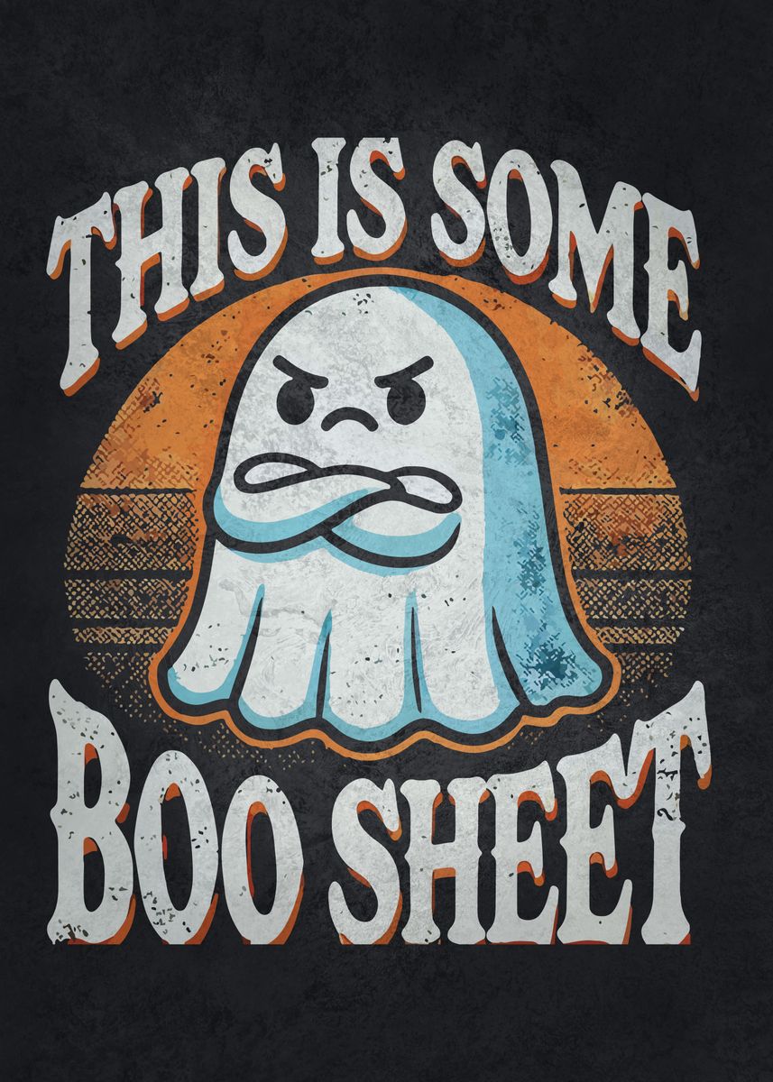 'Boo Sheet Ghost Funny Retro Halloween' Poster, picture, metal print ...
