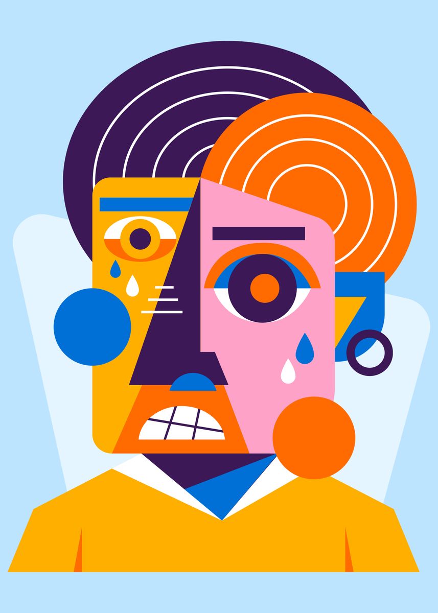 'Abstract Geometric Portrait' Poster, picture, metal print, paint by ...