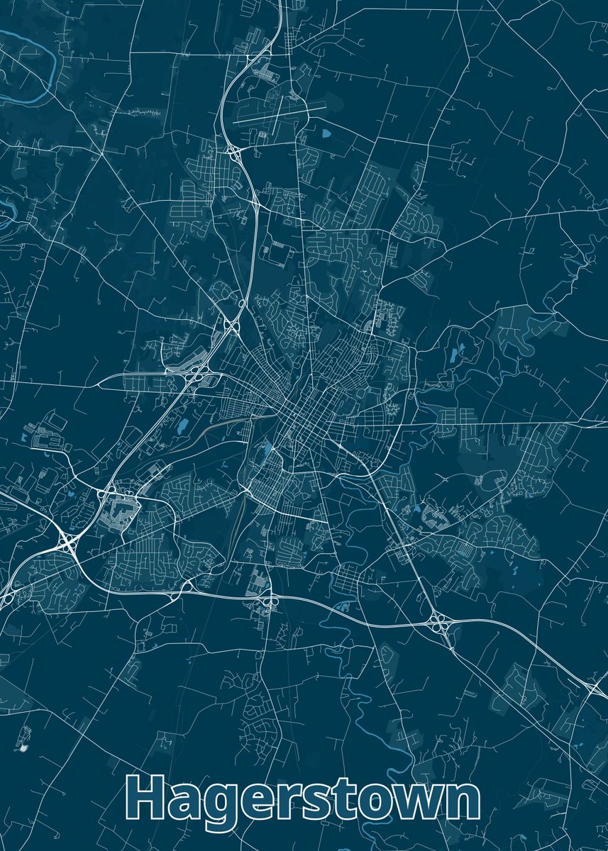 'Hagerstown City Map' Poster, picture, metal print, paint by Sam Kal ...