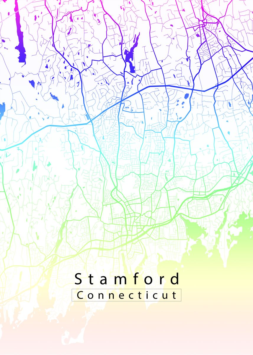 'Stamford Connecticut Map' Poster, picture, metal print, paint by ...