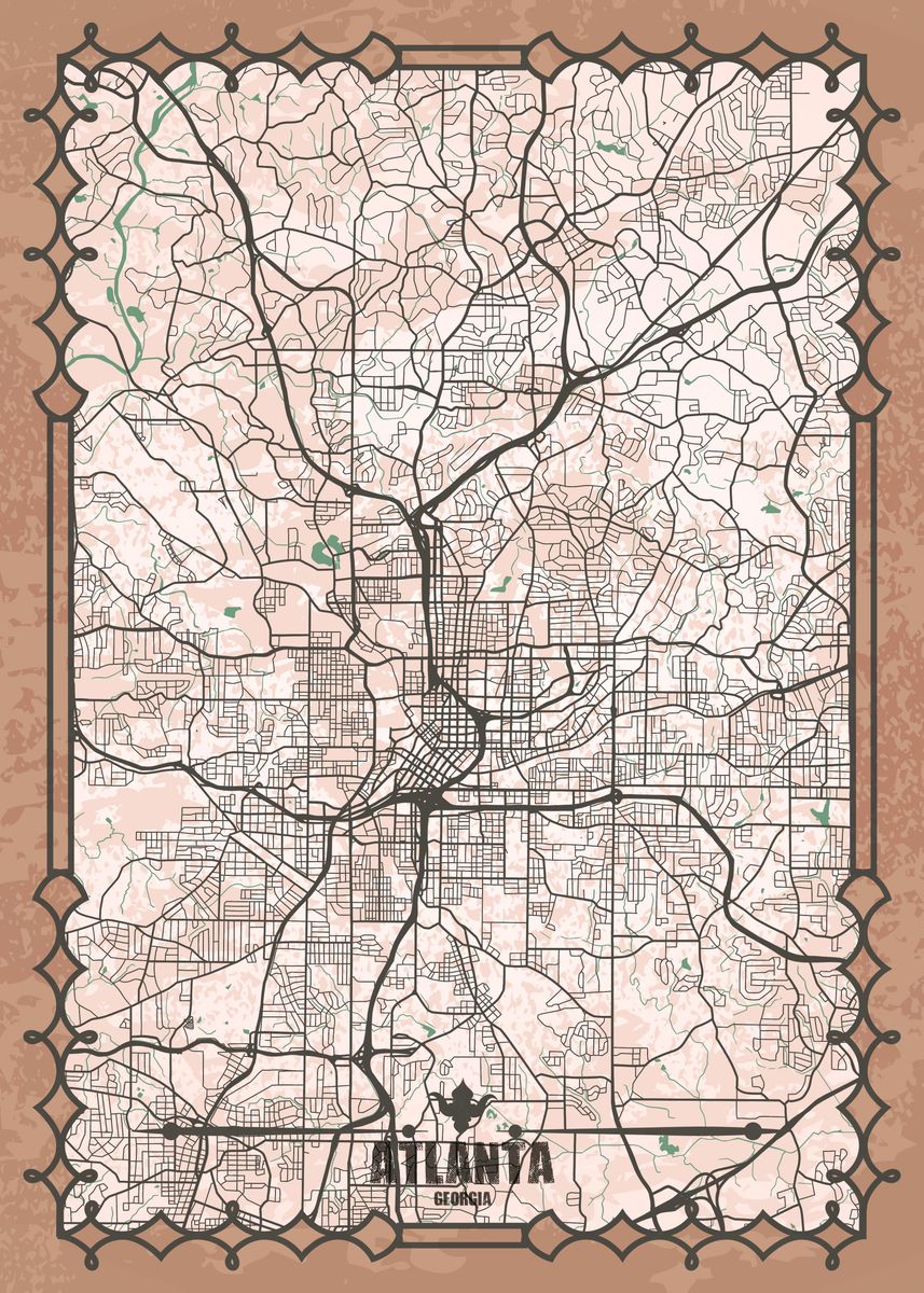 'Atlanta City Map' Poster, picture, metal print, paint by DE Maps ...