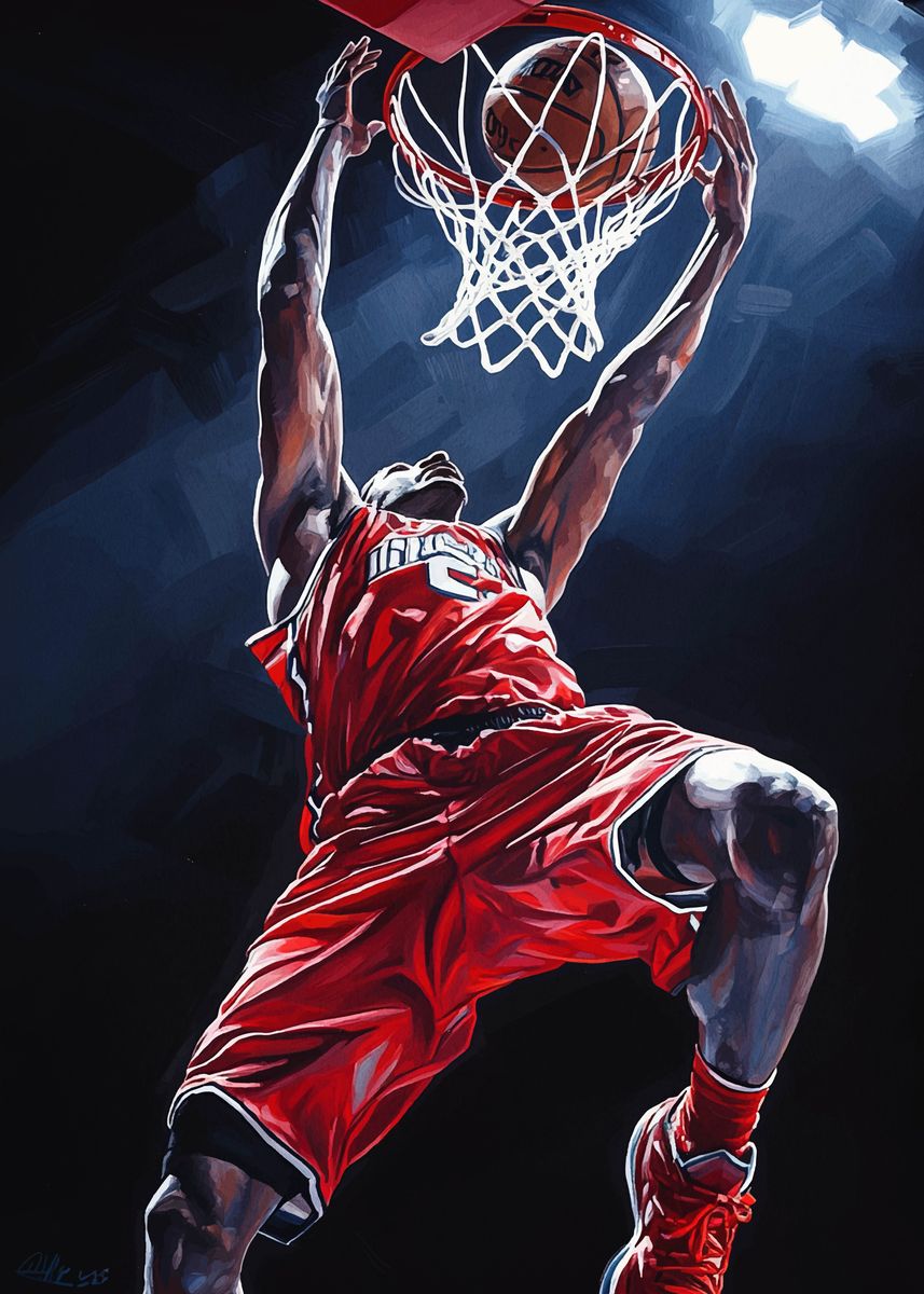 'Basketball Dunk Painting' Poster, picture, metal print, paint by Danny ...