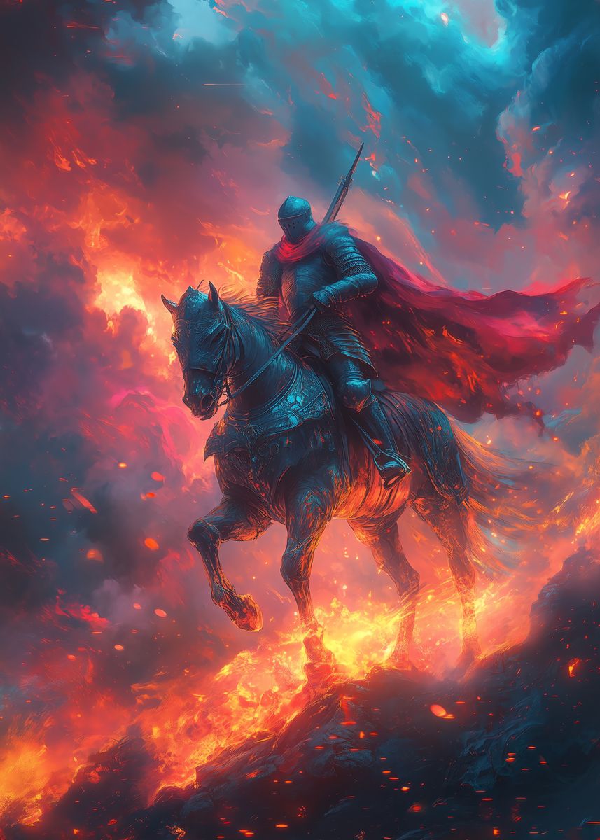 'Knight on Fire Horse' Poster, picture, metal print, paint by Rick E ...