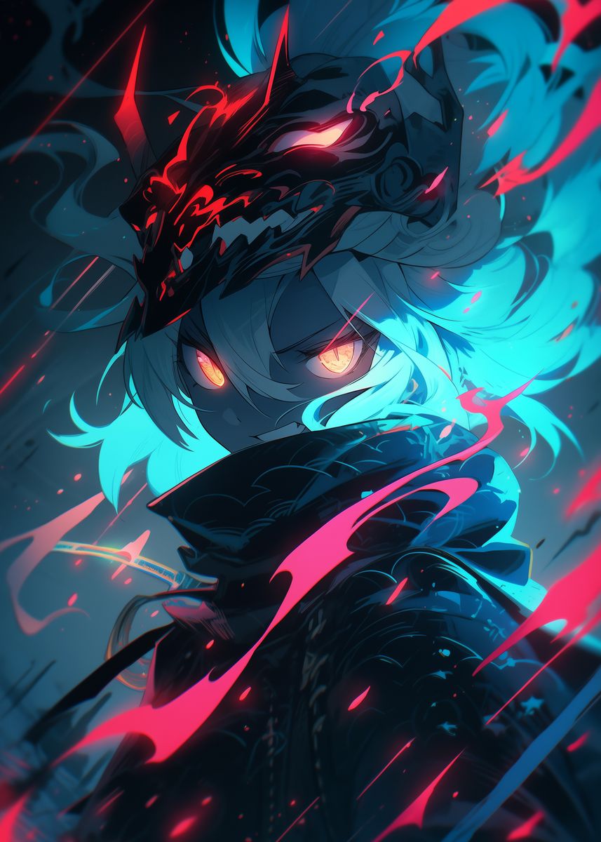 'Anime Girl with Mask' Poster, picture, metal print, paint by Kinksa ...