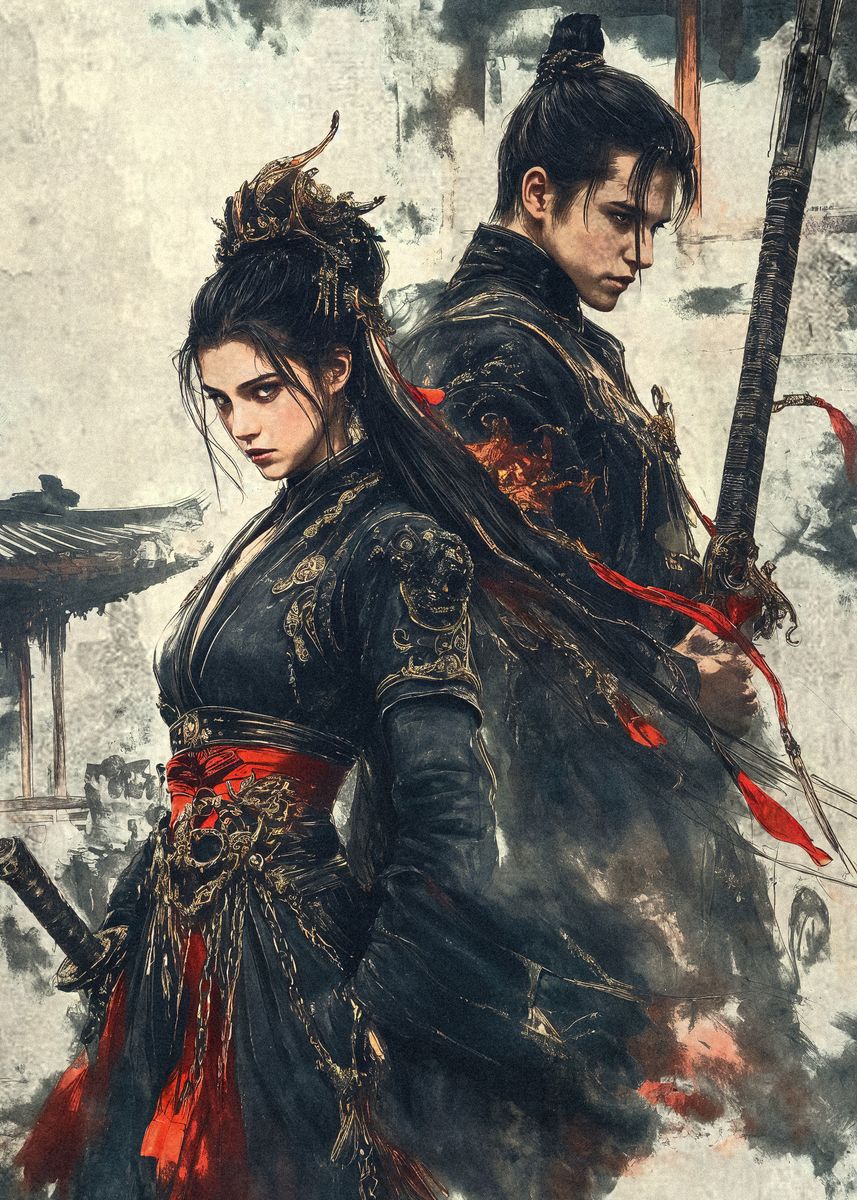 'Wuxia Warrior Couple' Poster, picture, metal print, paint by Plummer ...