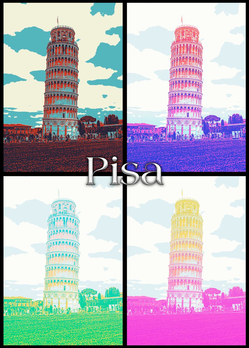 'Pisa Tower Collage' Poster, picture, metal print, paint by Gianluca Pugliese | Displate