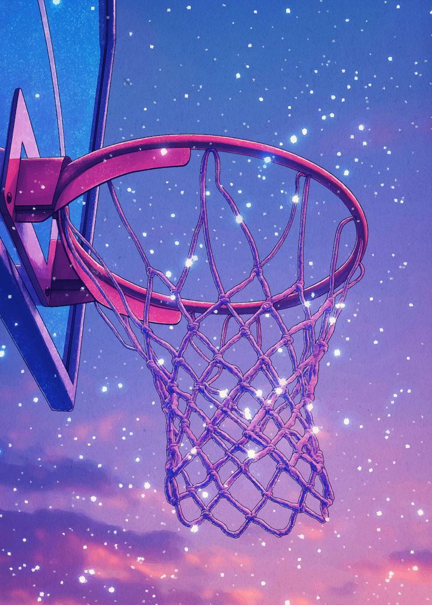 'Basketball Hoop with Stars' Poster, picture, metal print, paint by ...