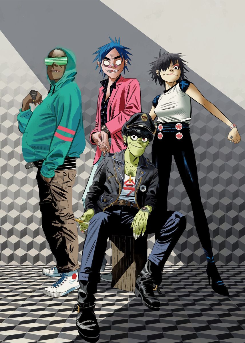 'Gorillaz Band Illustration' Poster, picture, metal print, paint by ...
