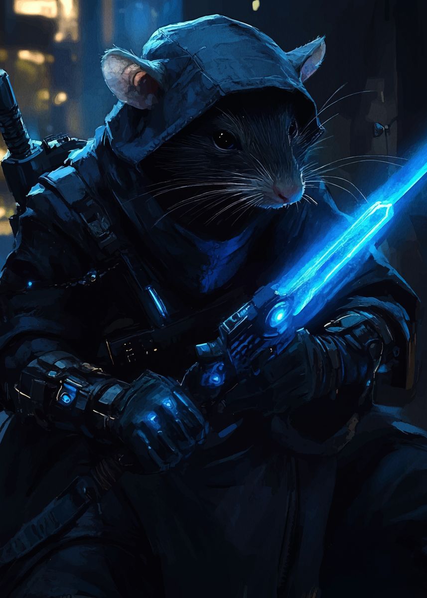 'Cyberpunk Rat Warrior' Poster, picture, metal print, paint by Anjali ...