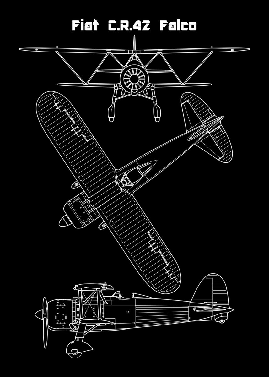 'Fiat C.R.42 Falco Airplane Blueprint' Poster, picture, metal print ...