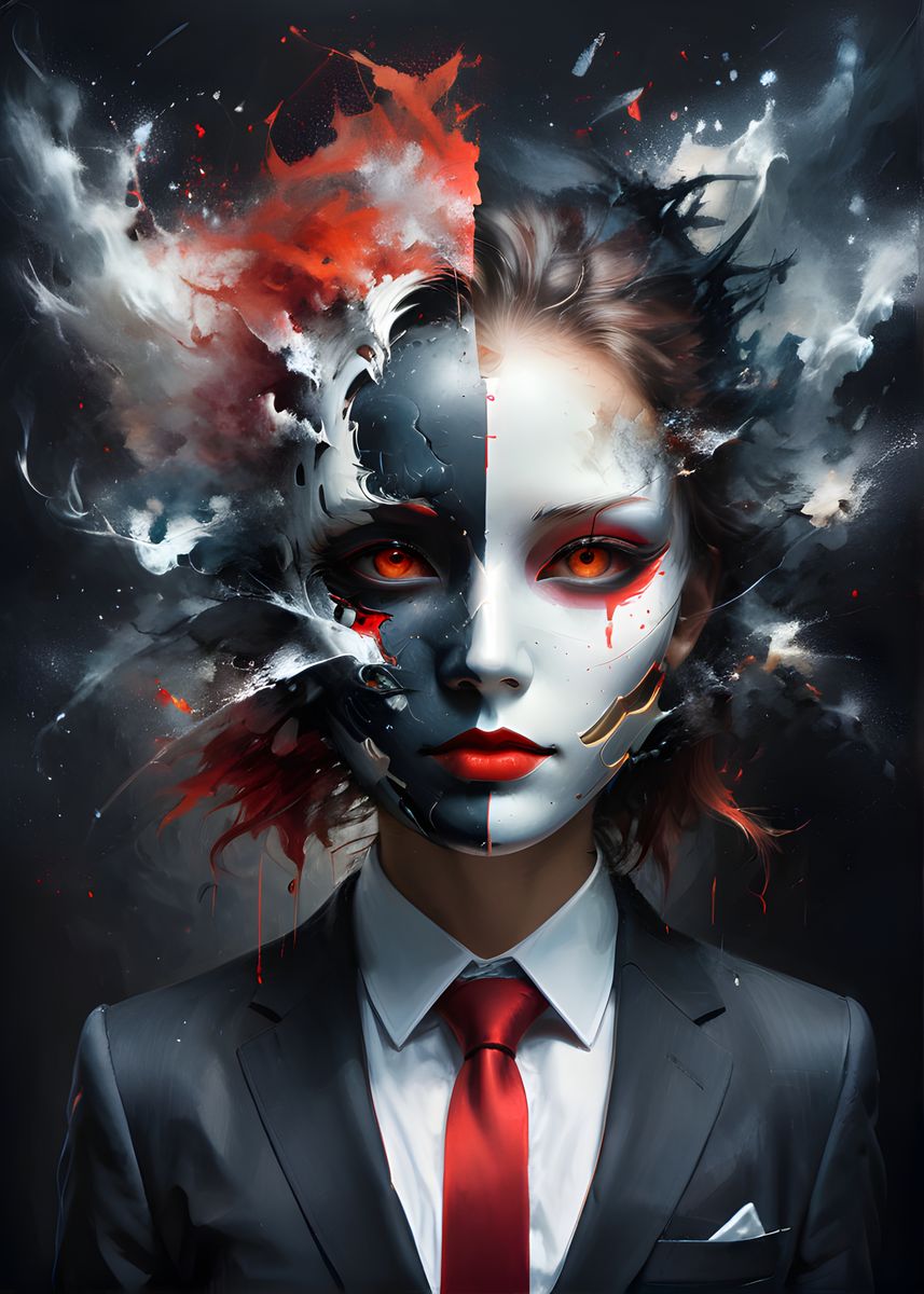 'Dual Face Portrait' Poster, picture, metal print, paint by AXEL DELVAS ...