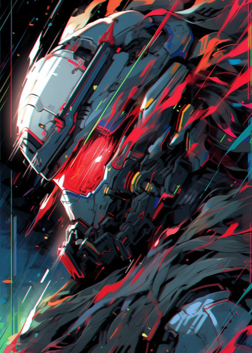 'Cyberpunk Mech Head' Poster, picture, metal print, paint by Kinksa ...