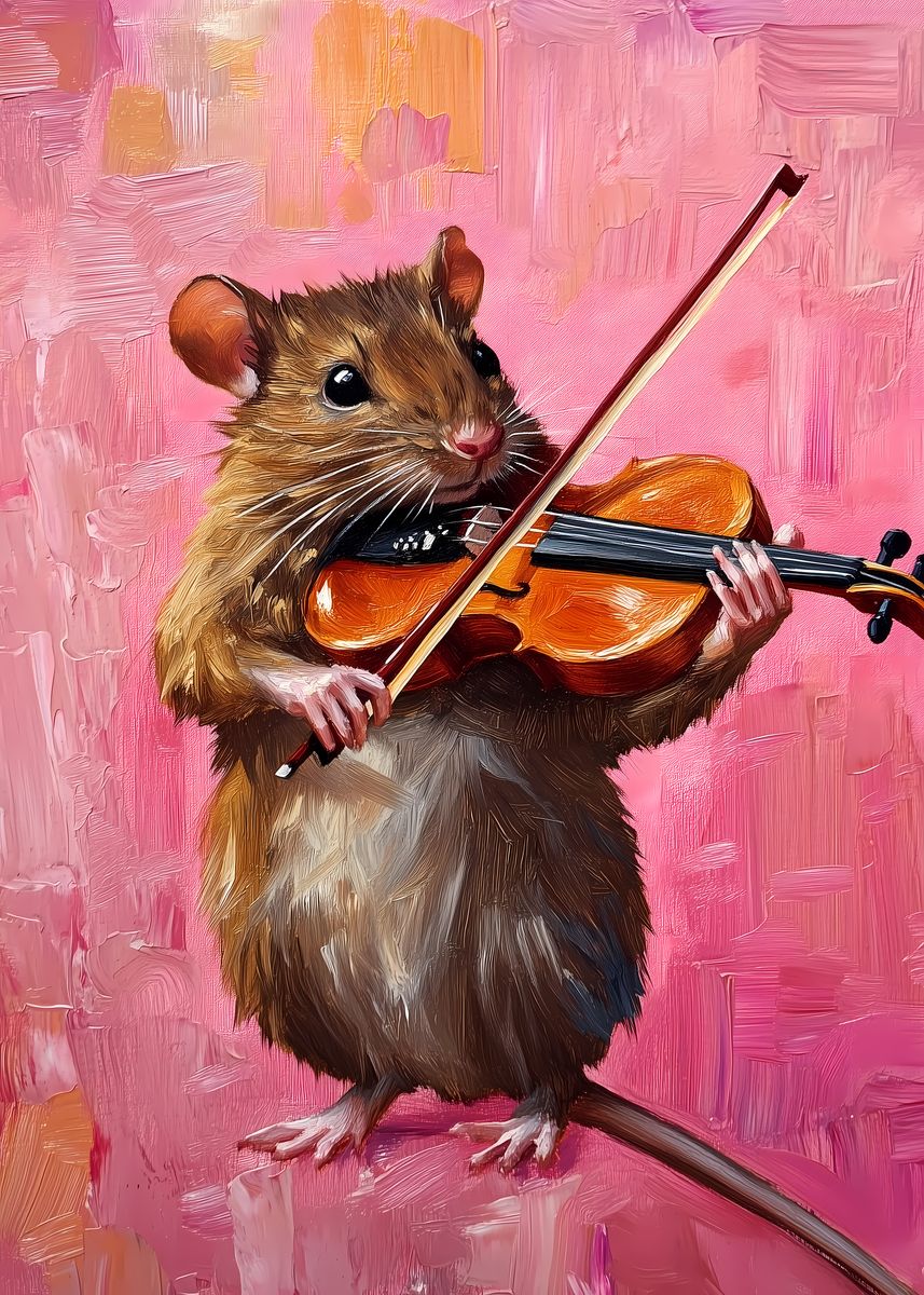 'Mouse Playing Violin' Poster, picture, metal print, paint by | Displate