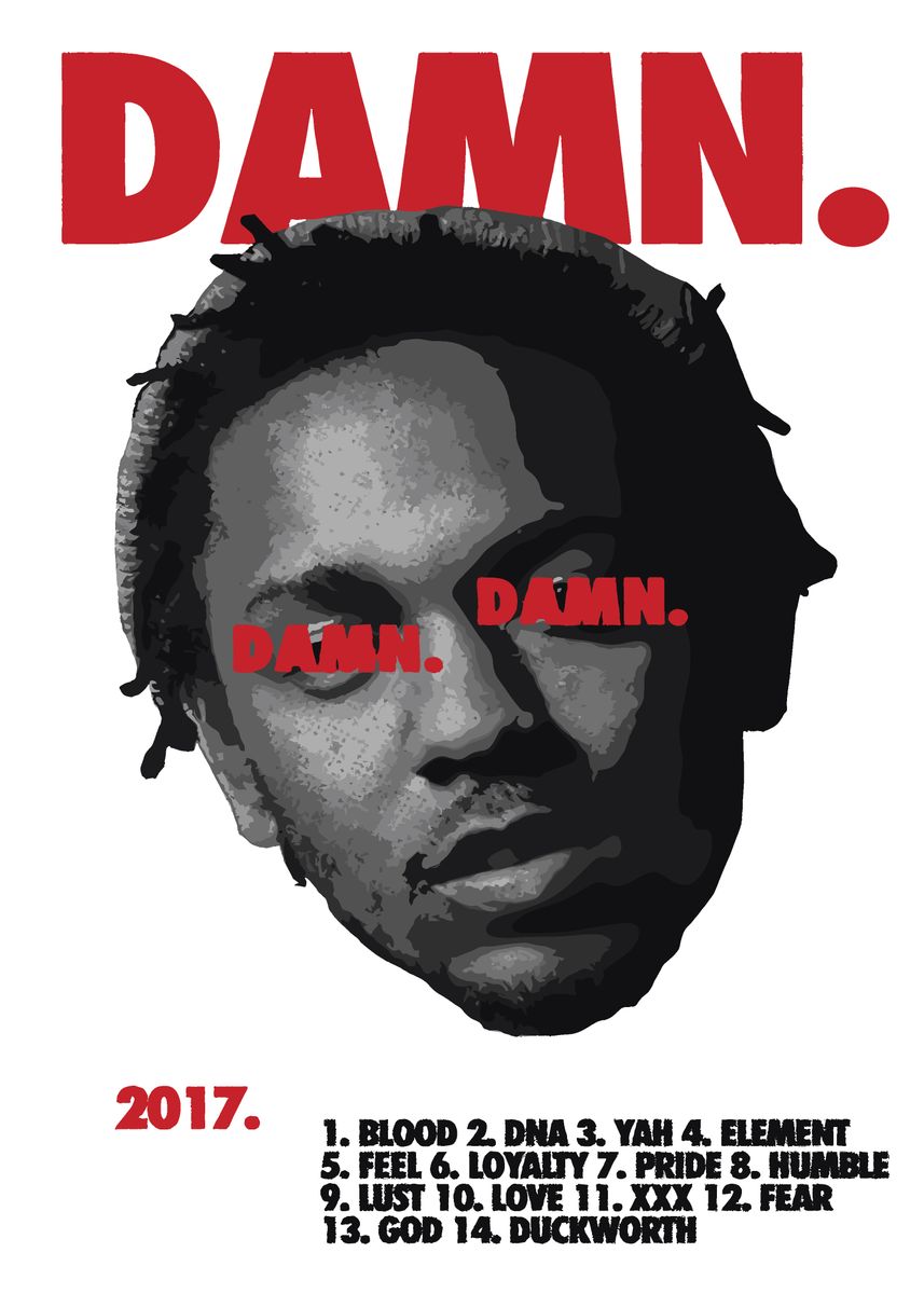 'Kendrick Lamar DAMN. Album Cover' Poster, picture, metal print, paint ...