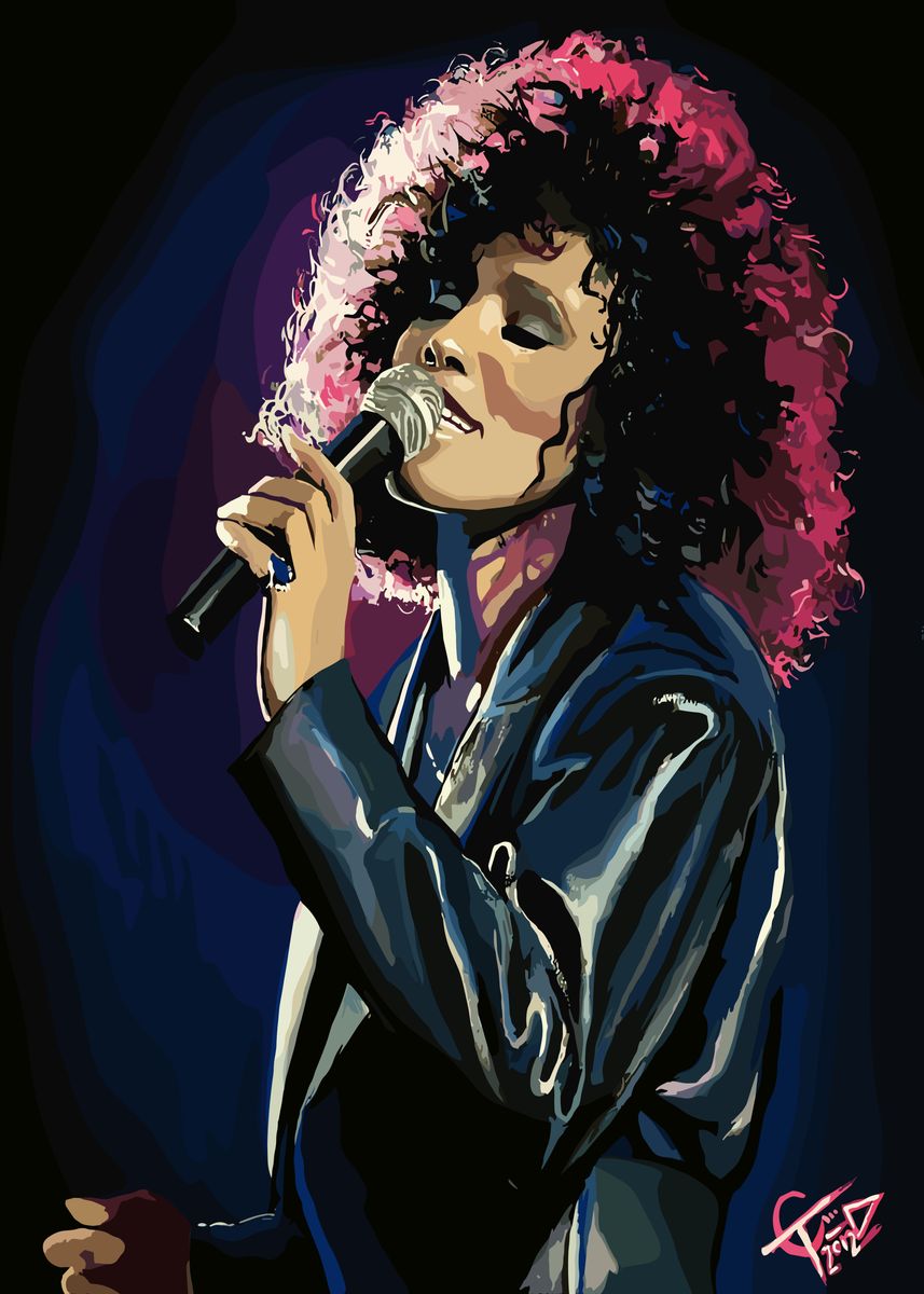 'Whitney Houston Digital Portrait' Poster, picture, metal print, paint ...