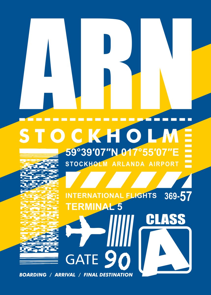 'ARN Stockholm Airport' Poster, picture, metal print, paint by ALMA ...