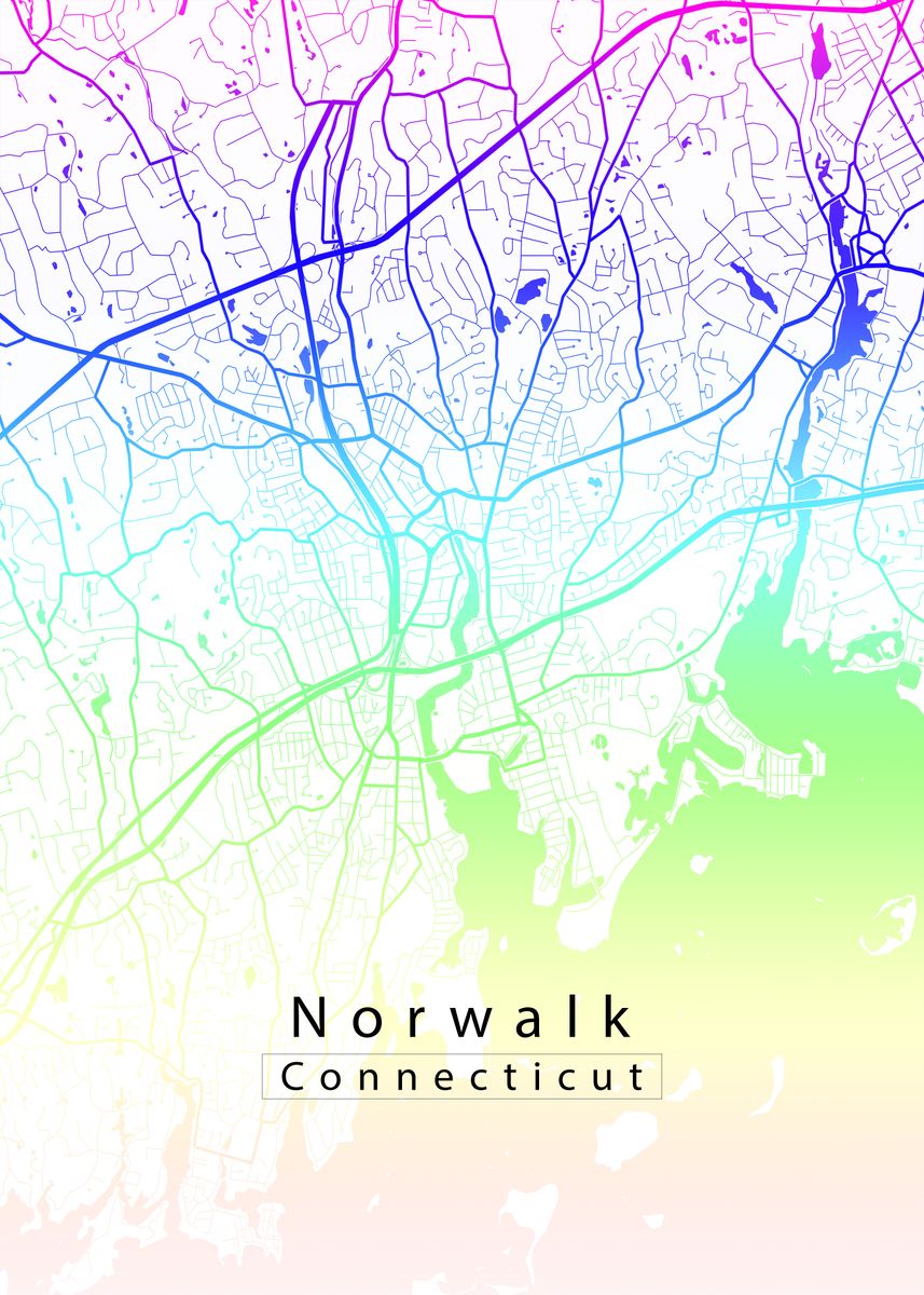 'Norwalk Connecticut Map' Poster, picture, metal print, paint by ...
