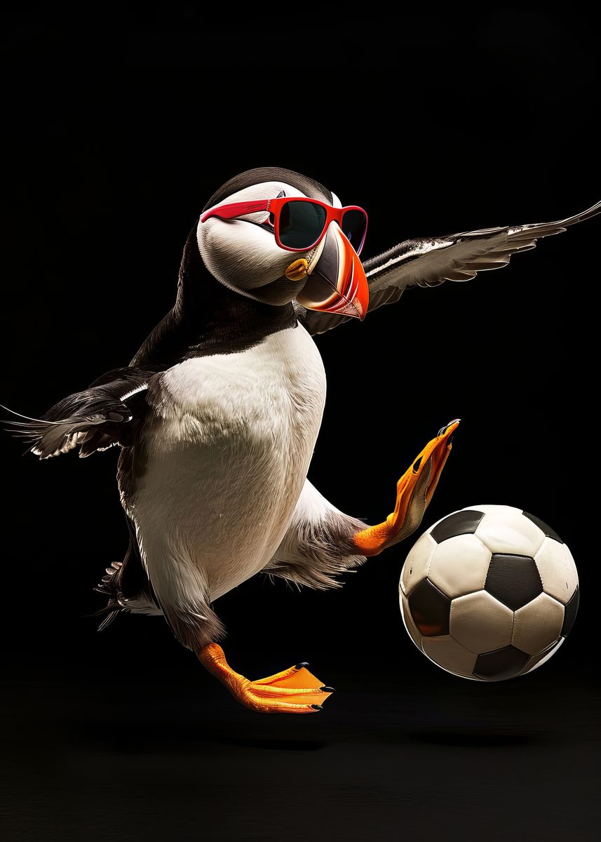 'Puffin Soccer Star' Poster, picture, metal print, paint by Henning ...