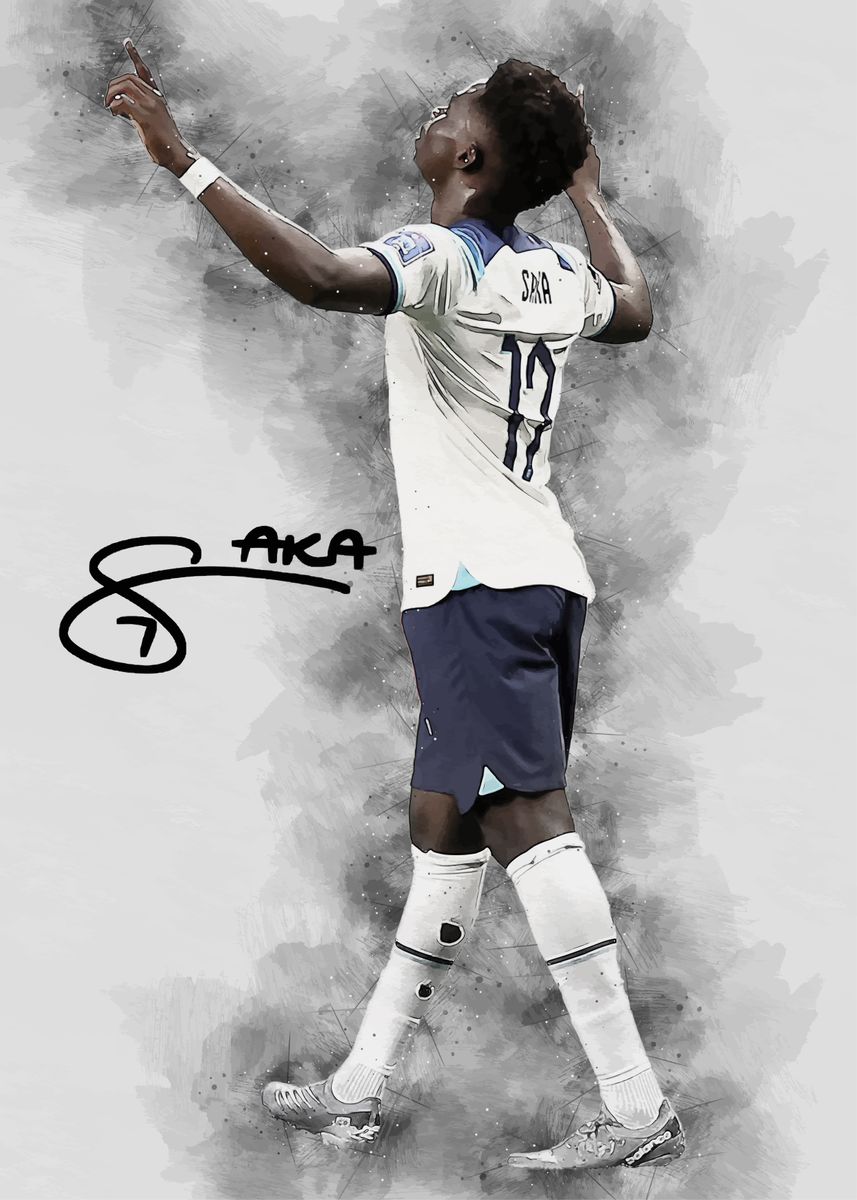 'Bukayo Saka Celebration' Poster, picture, metal print, paint by Black ...
