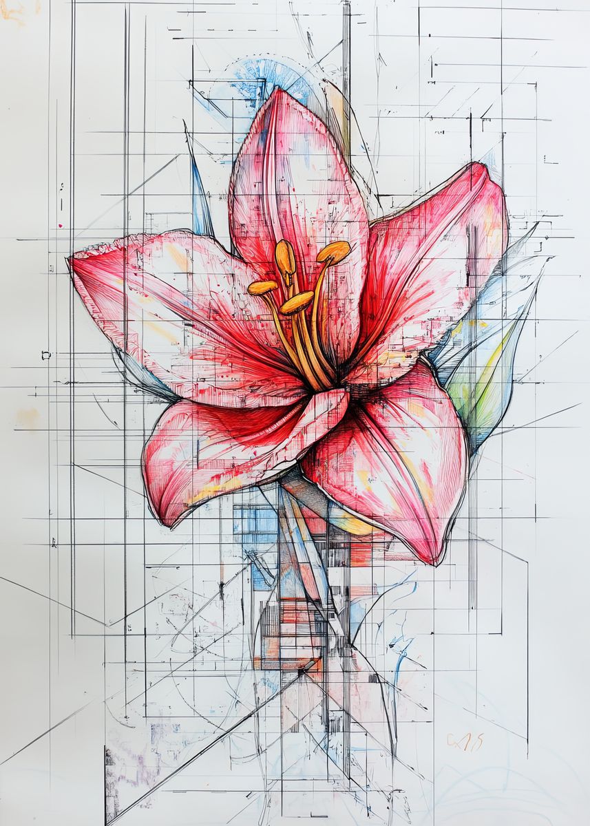 'Geometric Lily' Poster, picture, metal print, paint by JS Art Design ...