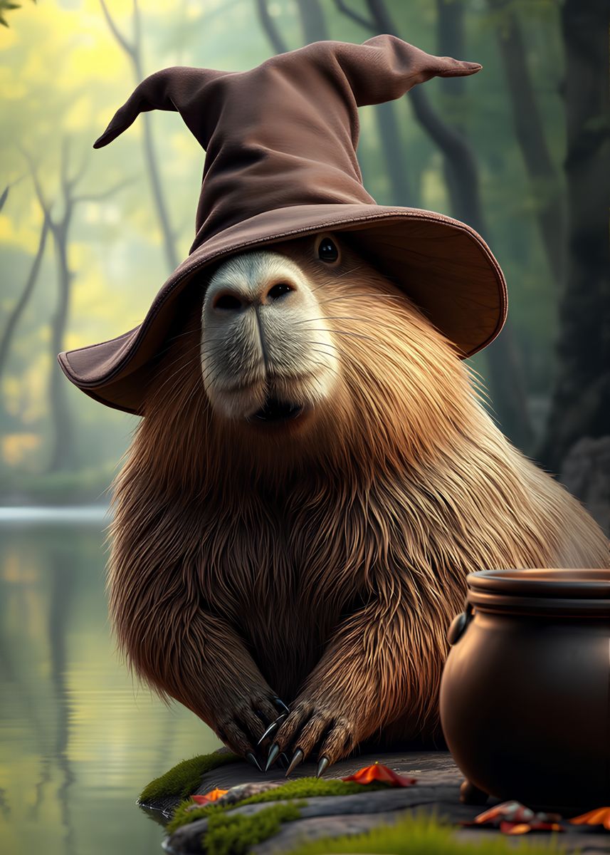 'Capybara Wizard' Poster, picture, metal print, paint by Discover ...