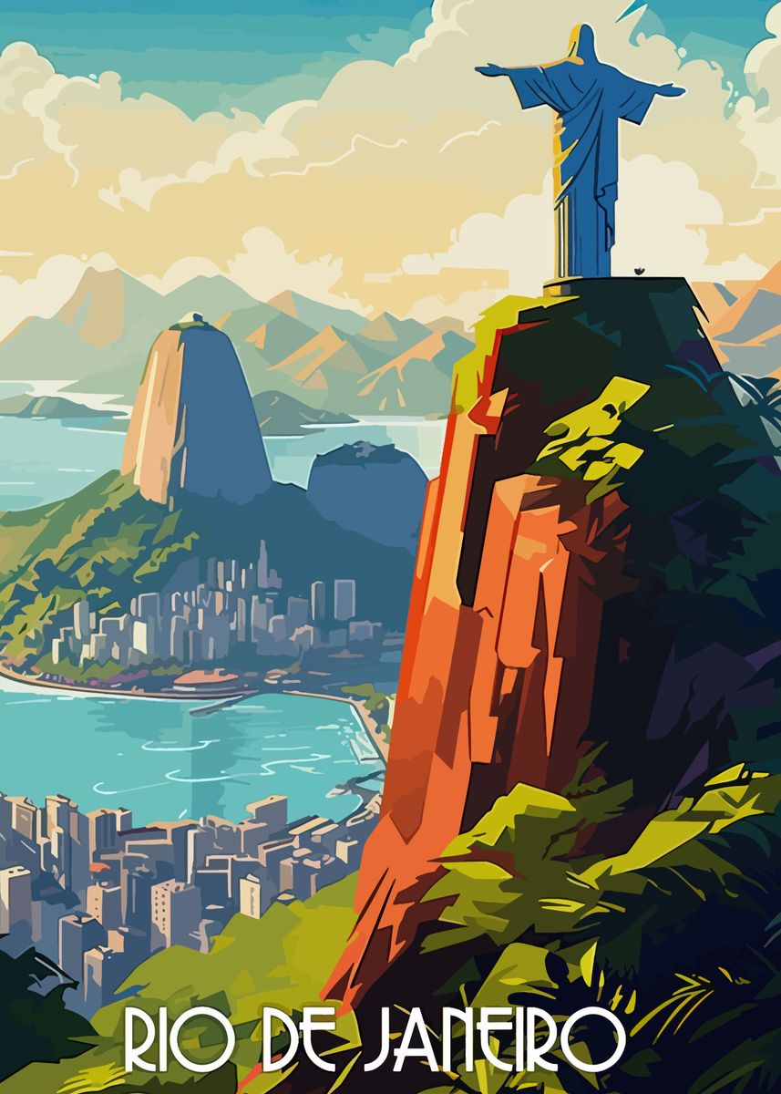 'Rio de Janeiro Skyline' Poster, picture, metal print, paint by ...