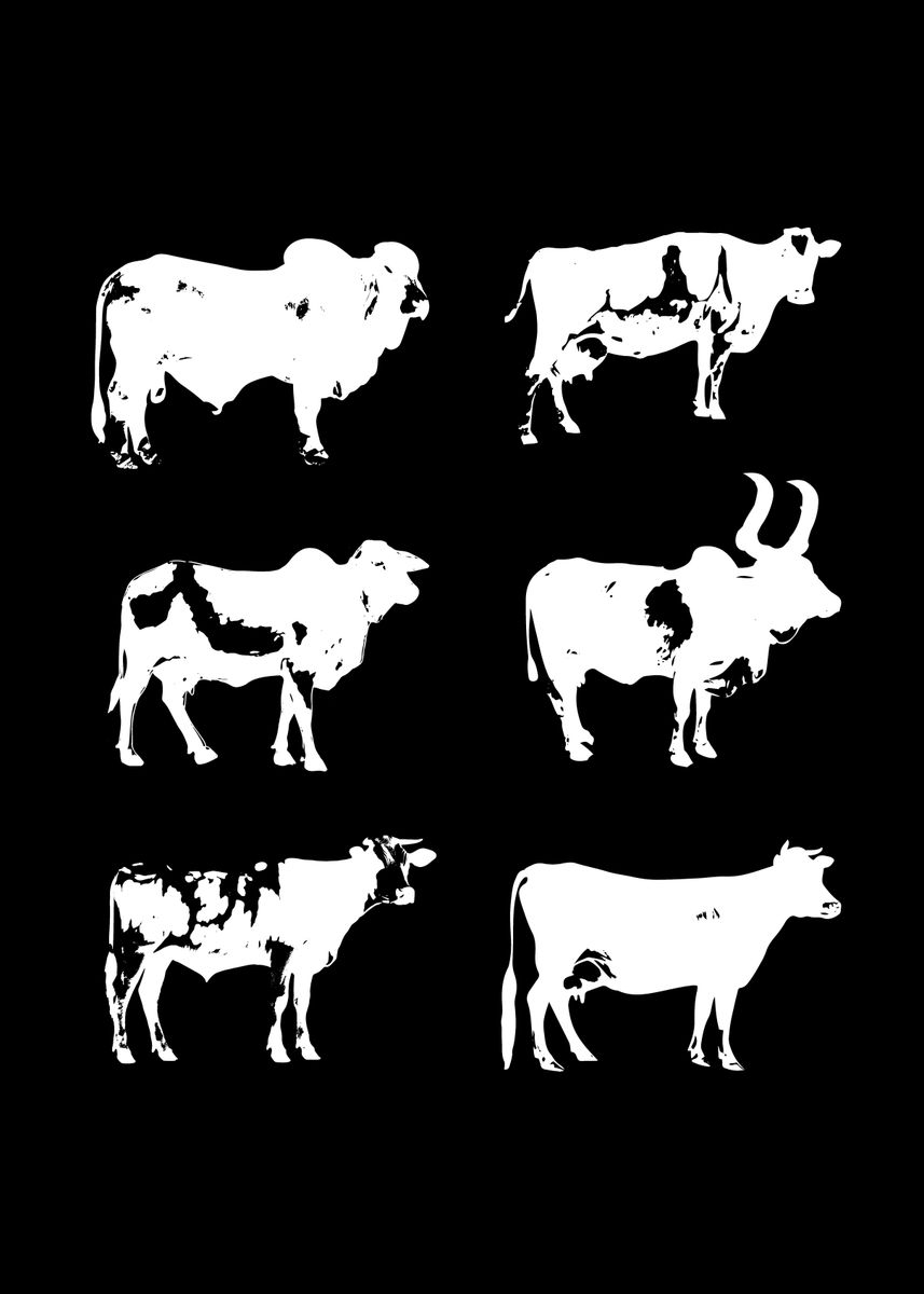 'Vintage Cow Lover Men Farm Animals Retro Cows' Poster, picture, metal ...
