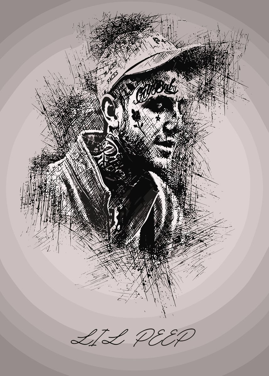 'Lil Peep Sketch' Poster, picture, metal print, paint by Zalem Print ...