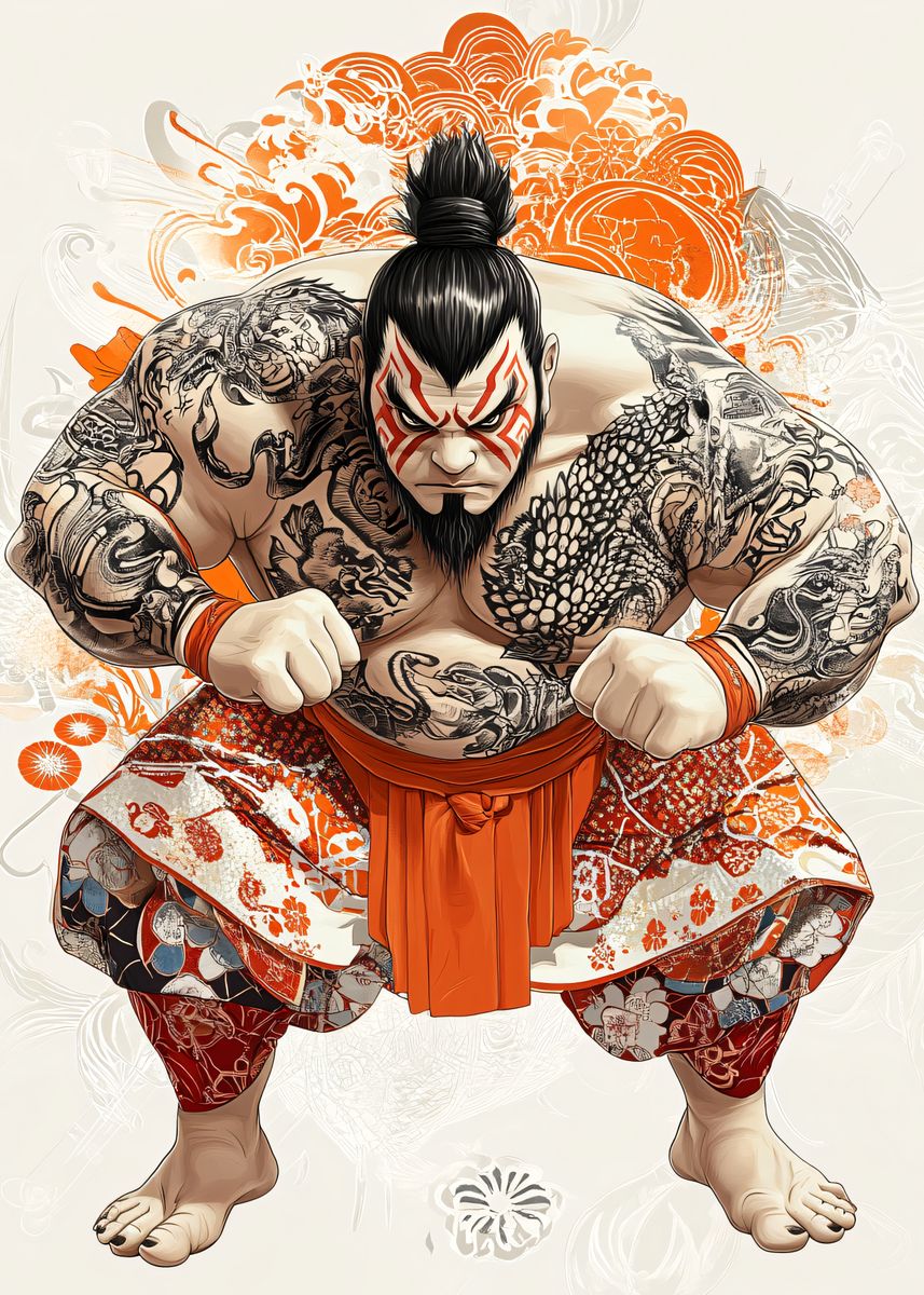 'Tattooed Sumo Wrestler' Poster, picture, metal print, paint by Eo ...