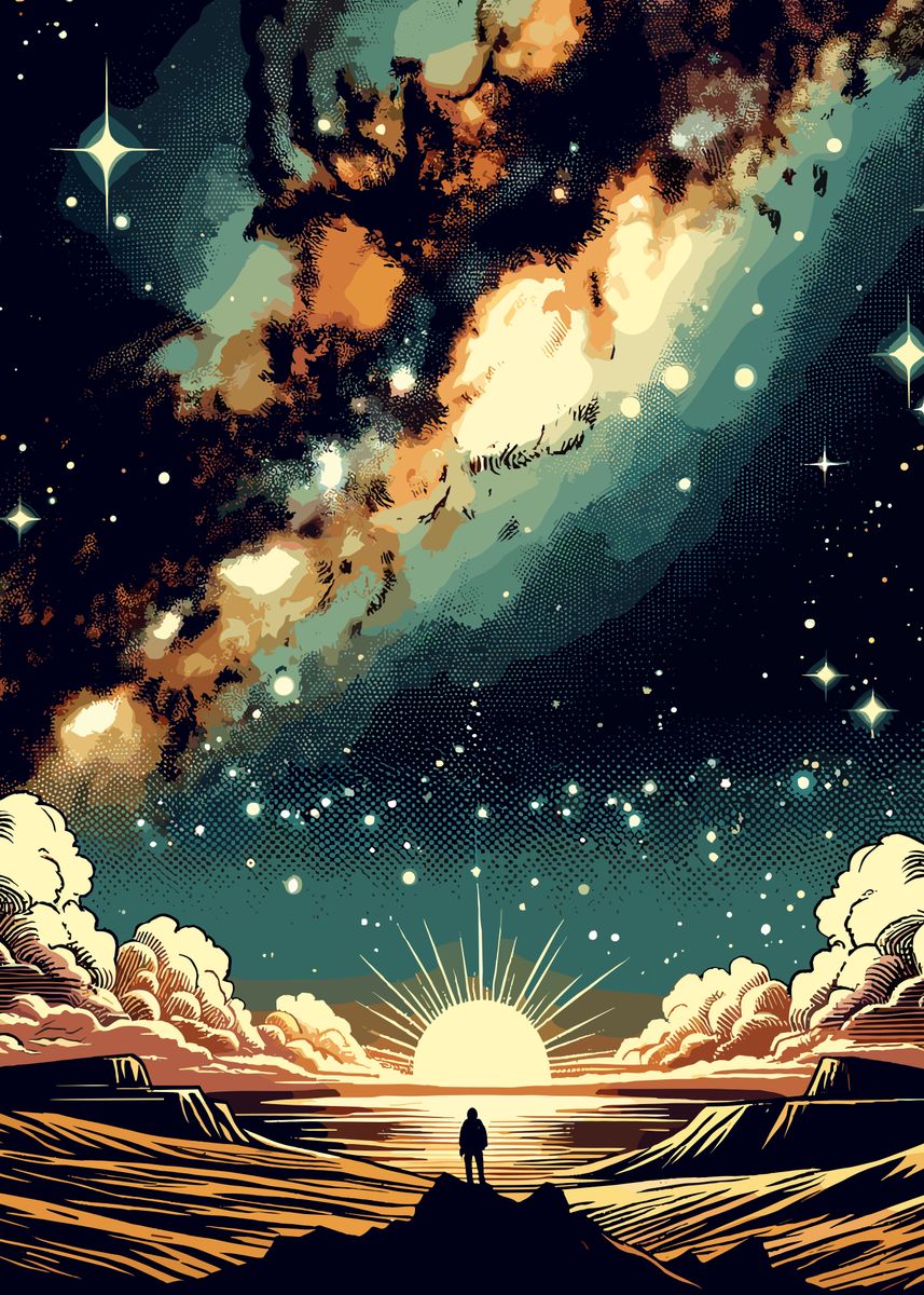 'Starry Night Cosmic World' Poster, picture, metal print, paint by Ray ...