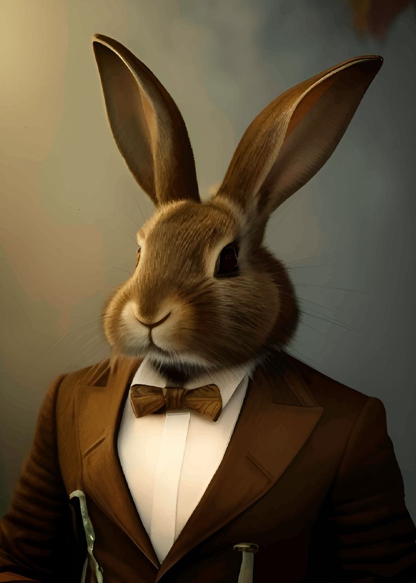 'Rabbit in Suit' Poster, picture, metal print, paint by | Displate
