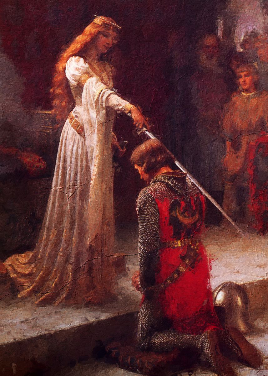 'Queen and Knight' Poster, picture, metal print, paint by Tomi | Displate