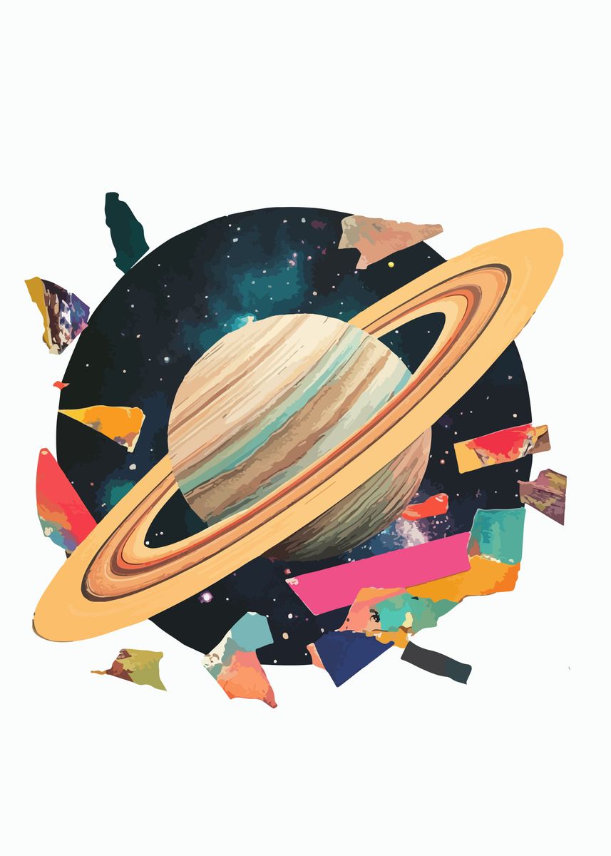 'Saturn Collage Art' Poster, picture, metal print, paint by Adam Pro ...