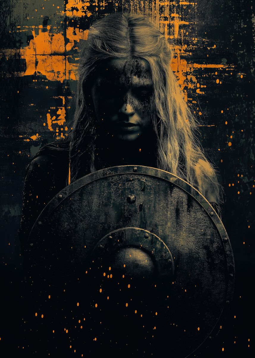 'Warrior Woman with Shield Shieldmaiden' Poster, picture, metal print ...