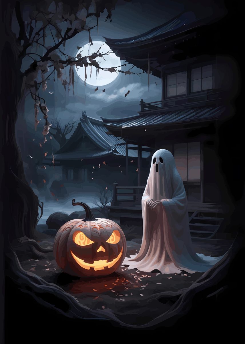 'Spooky Japanese Halloween' Poster, picture, metal print, paint by ...
