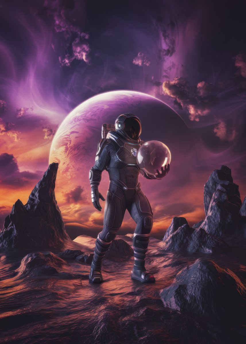 'Astronaut on Alien Planet' Poster, picture, metal print, paint by ...
