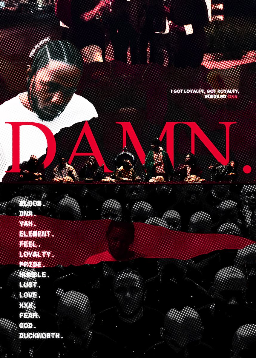 'Kendrick Lamar DAMN. Album Cover' Poster, picture, metal print, paint ...