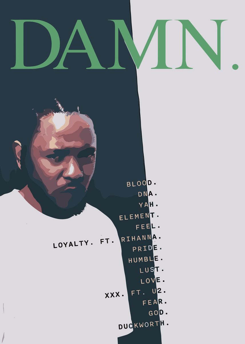 'Kendrick Lamar DAMN. Album Cover' Poster, picture, metal print, paint ...