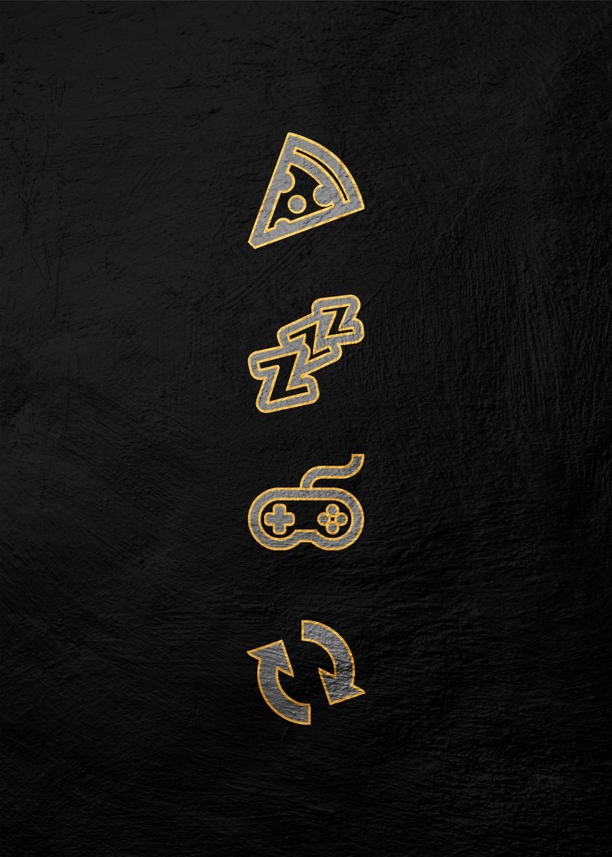 'Gaming Icons on Black' Poster, picture, metal print, paint by Lowpoly ...