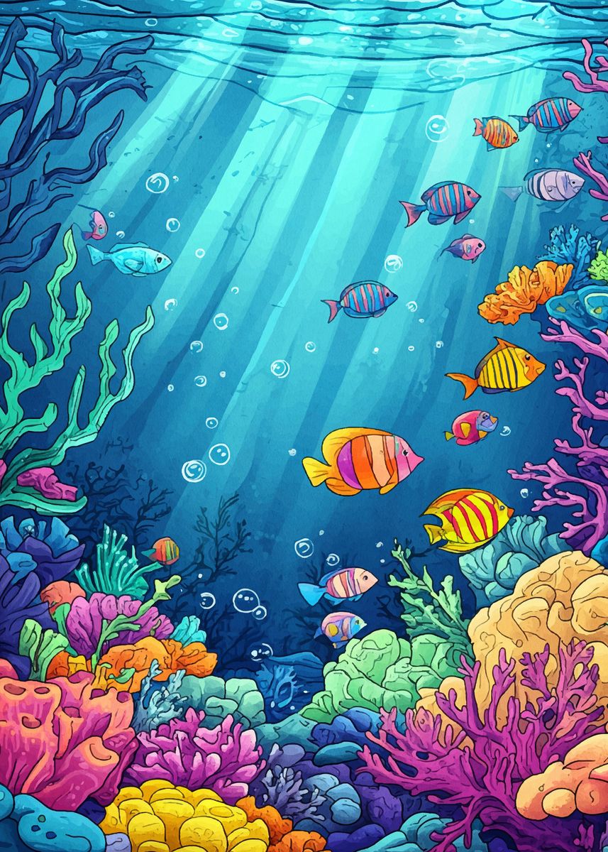'Underwater Coral Reef' Poster, picture, metal print, paint by Lord ...