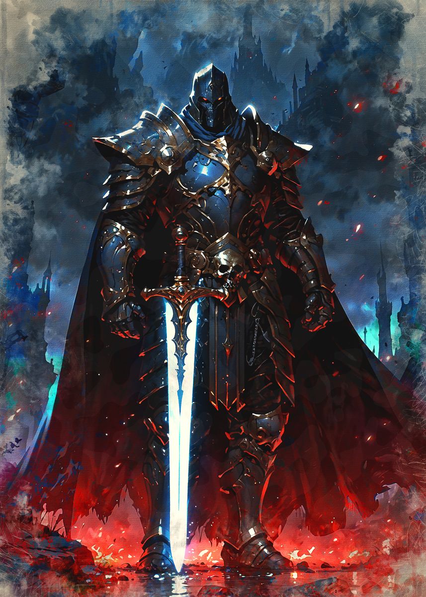 'Dark Knight Warrior' Poster, picture, metal print, paint by Tiny ...