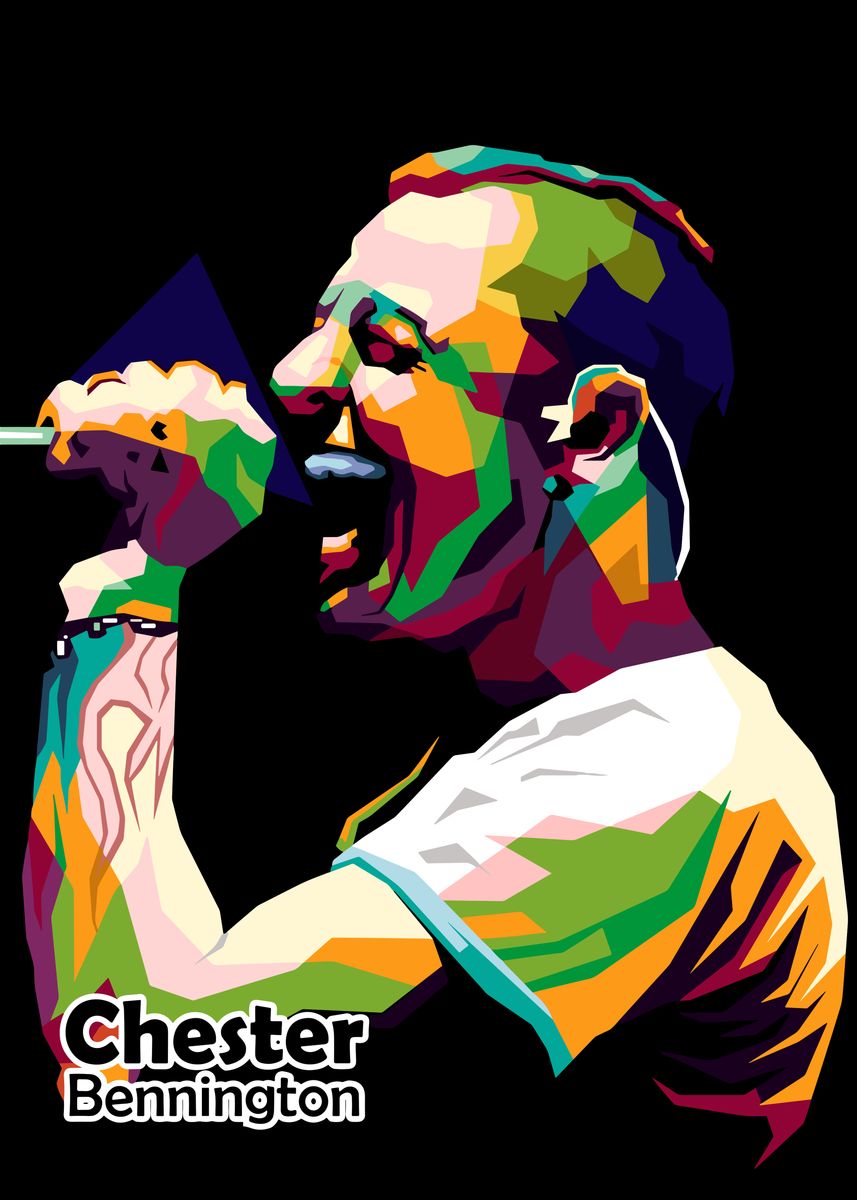 'Chester Bennington Pop Art' Poster, picture, metal print, paint by ...