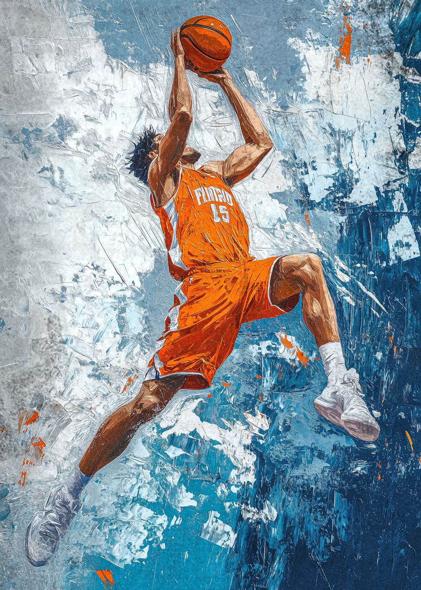 'Basketball Player Dunk' Poster, picture, metal print, paint by Kalem ...
