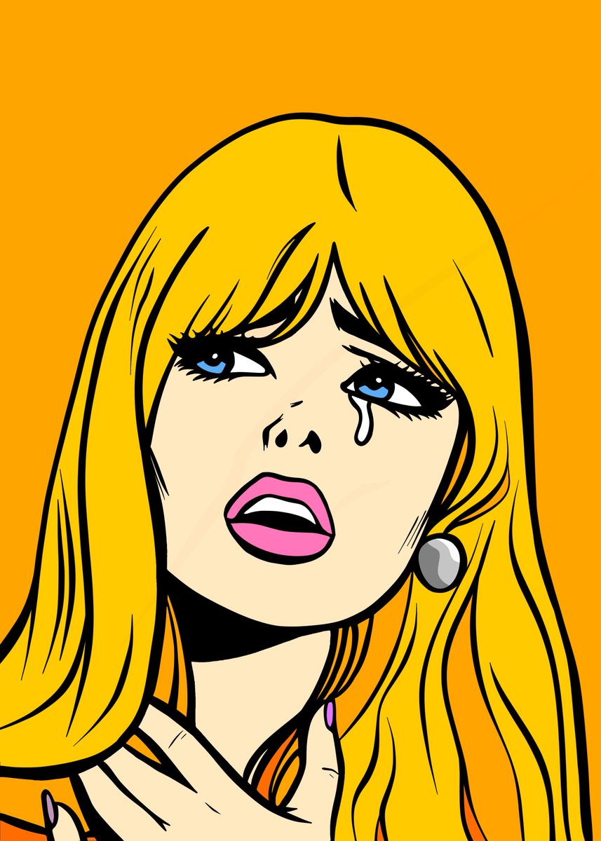 'Crying Woman Pop Art' Poster, picture, metal print, paint by Black ...