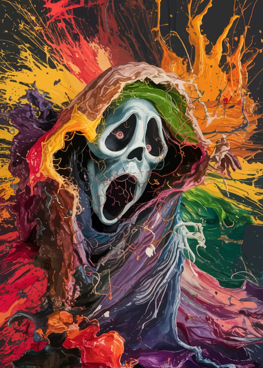 'Ghostface in Paint Splatter' Poster, picture, metal print, paint by ...